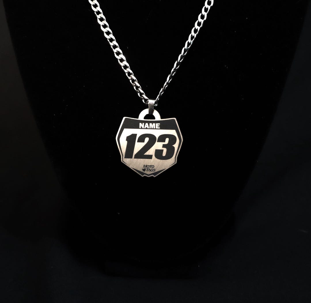 Titanium Dirt Bike Number Plate Necklace With Personalized Graphics - Etsy