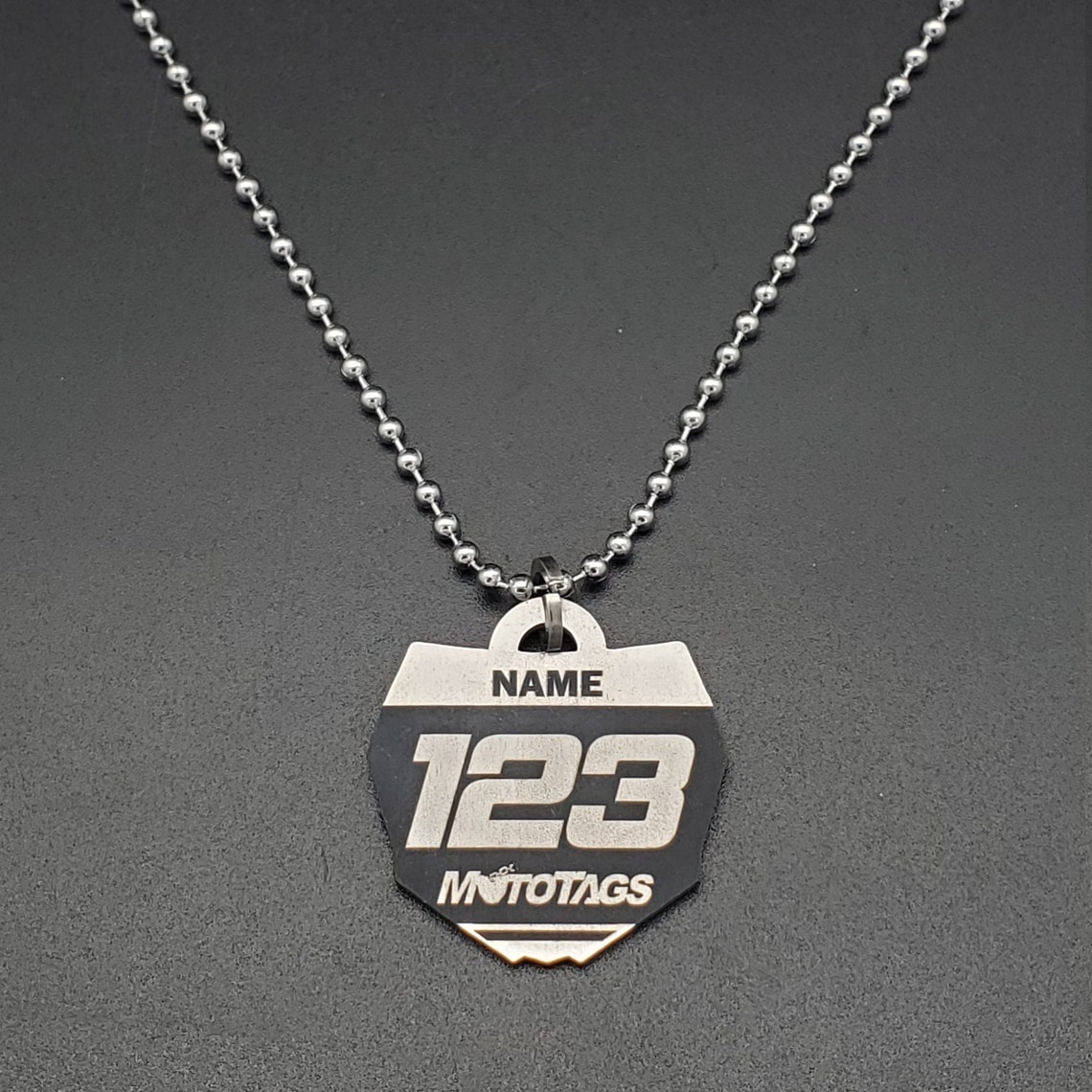 Titanium Dirt Bike Number Plate Necklace with Personalized | Etsy