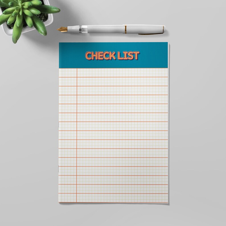 RETRO Printable Check List, A4 Size, Printable Memo Pad, Instant ...
