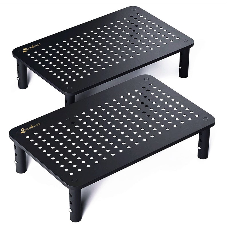 Homenfold Premium Monitor Stand Riser, Black Metal, Vented Platform for ...