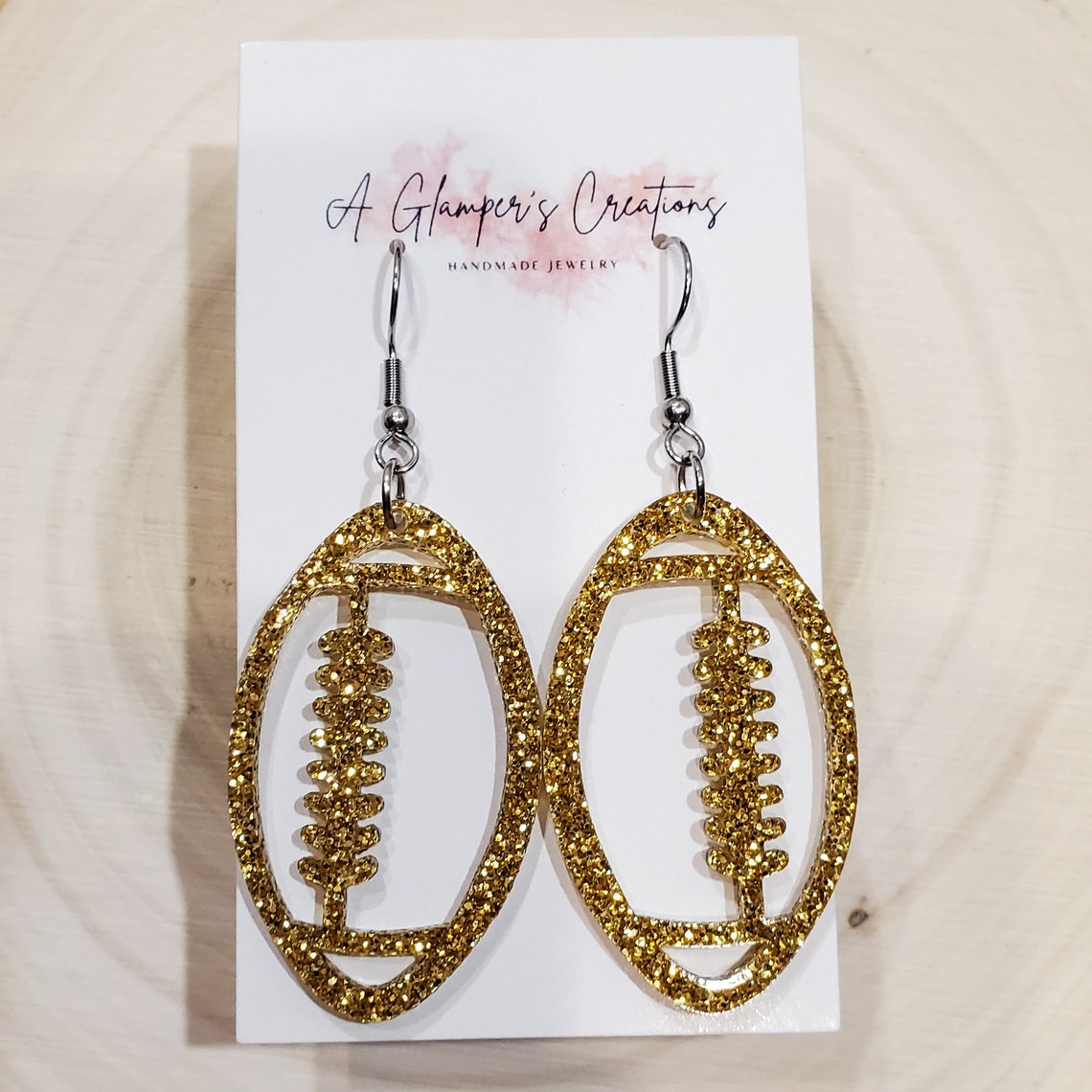 Gold Glitter Acrylic Football Game Day Earrings Football - Etsy