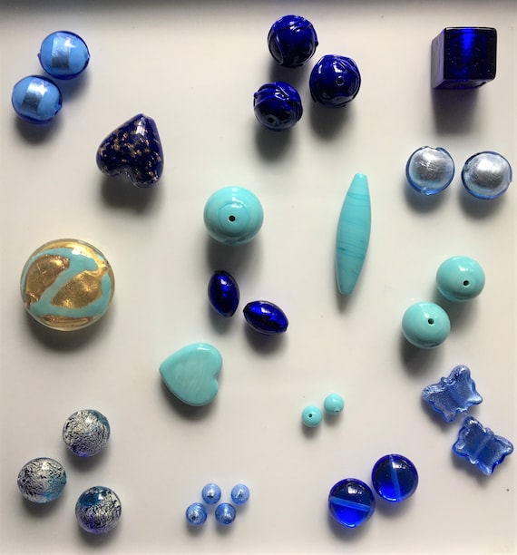 Murano Glass Beads Wholesale Blue Mix Etsy