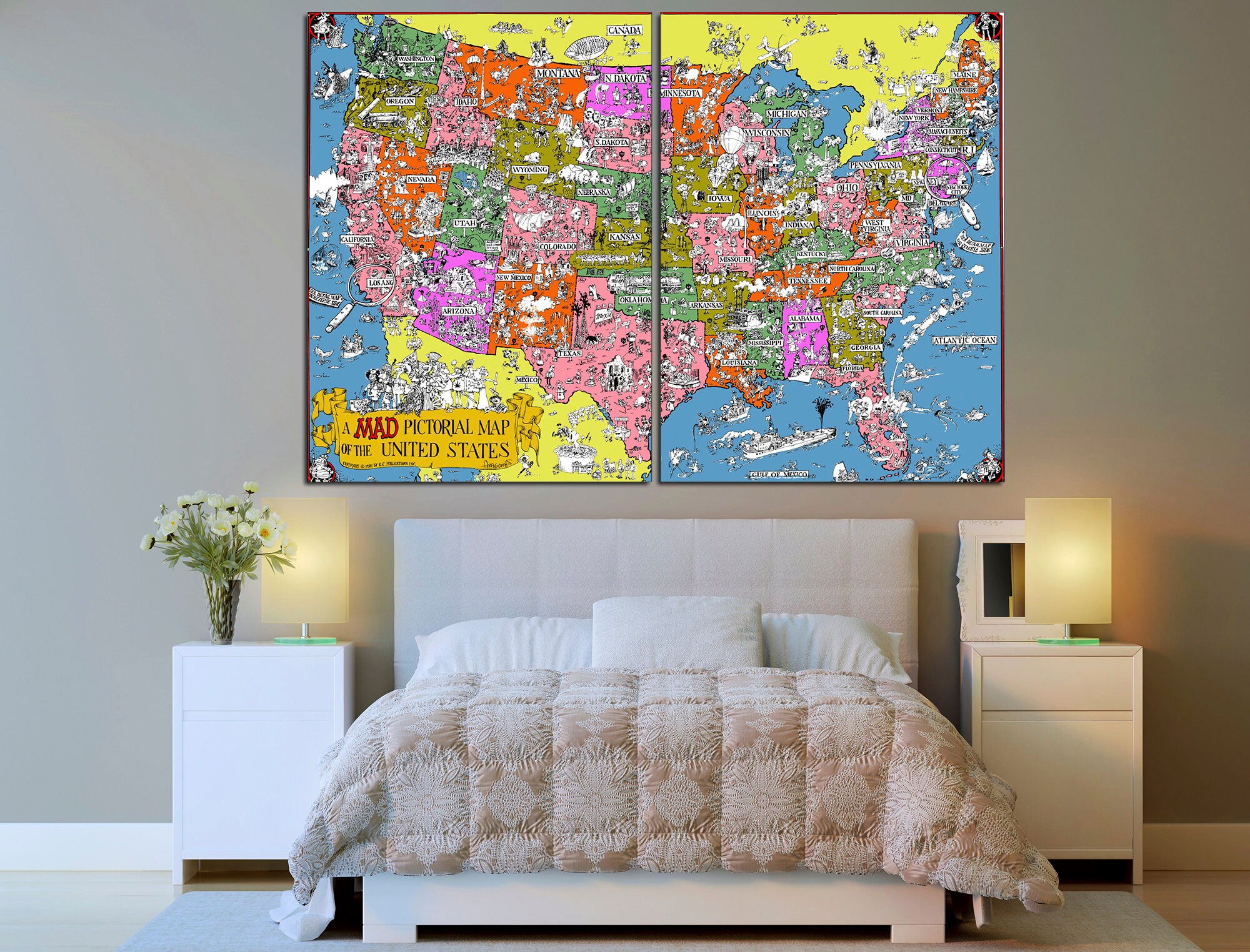 World Map Canvas Colorful World Map World Map Printing Modern Art Multi ...