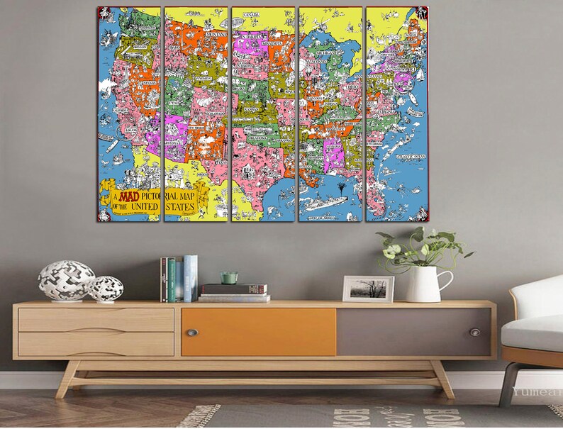 World Map Canvas Colorful World Map World Map Printing Modern Art Multi ...
