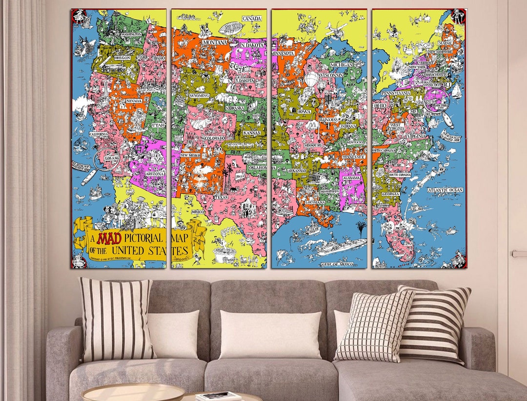 World Map Canvas Colorful World Map World Map Printing Modern Art Multi ...