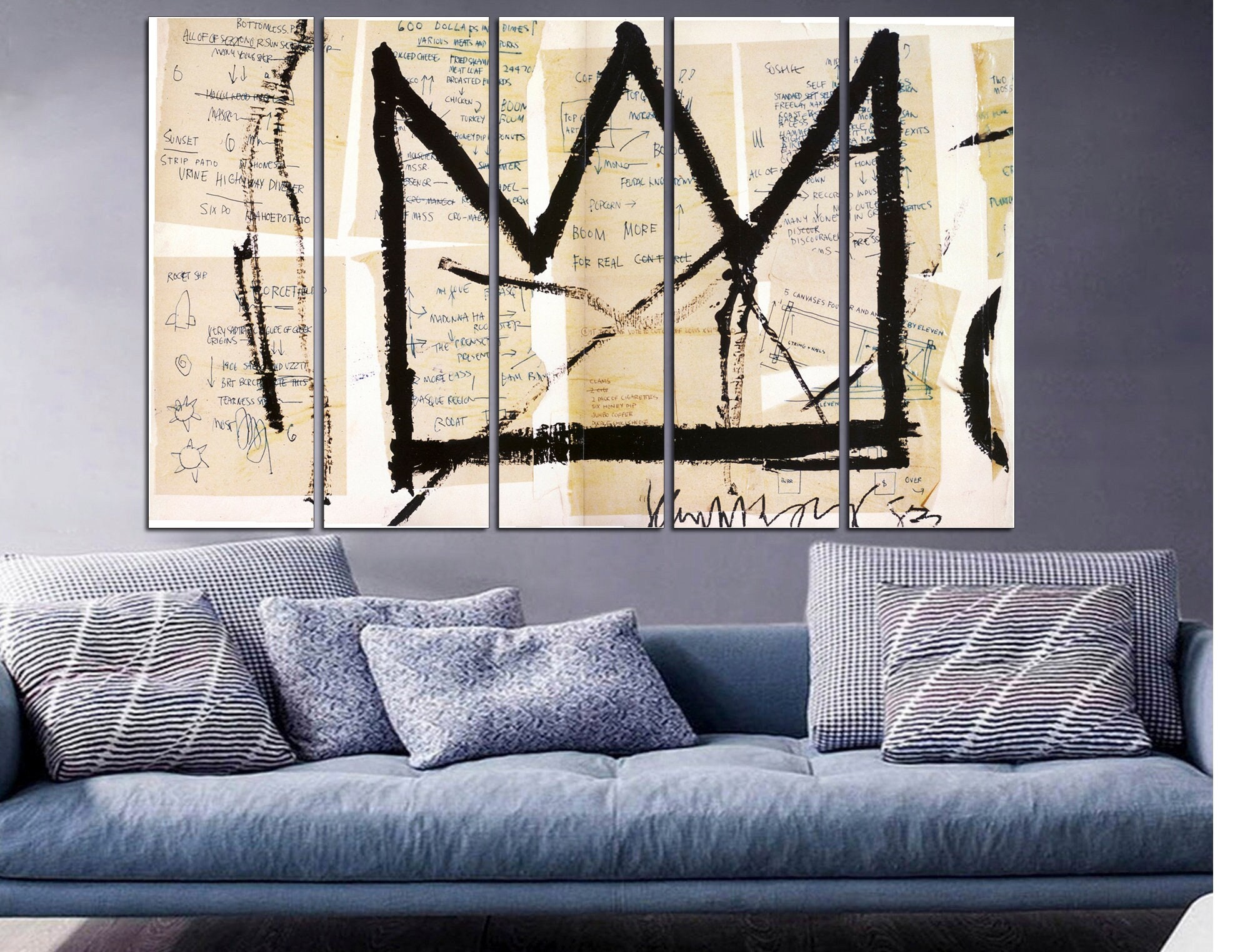 Basquiat Style Crown Graffiti Canvas: Urban Street Art Print - Etsy