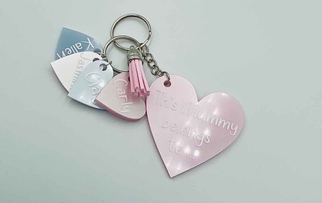 Personalised Heart Keyring: Mother's Day Acrylic Keychain - Etsy Australia