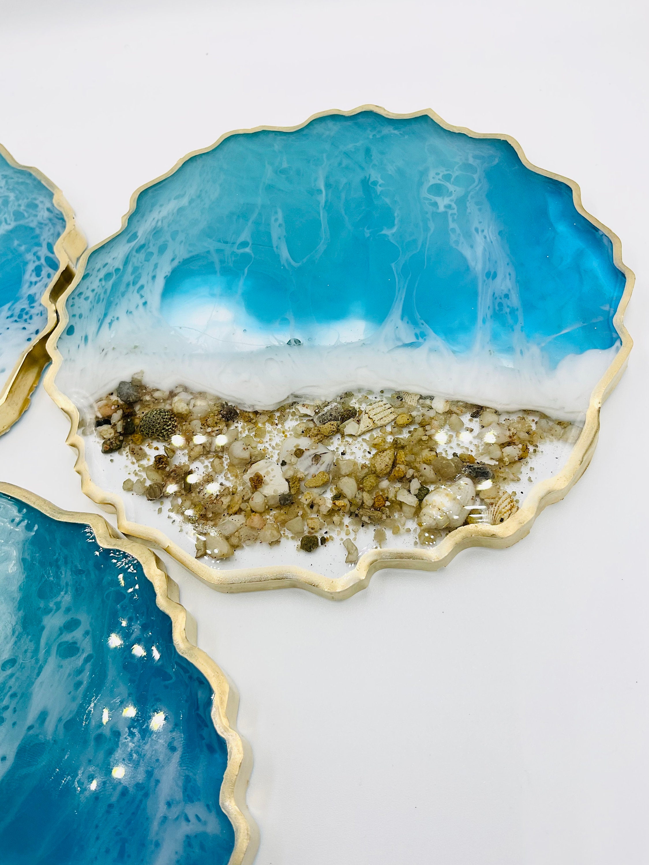Beach Inspired Resin Coasters/ocean/waves/sand - Etsy