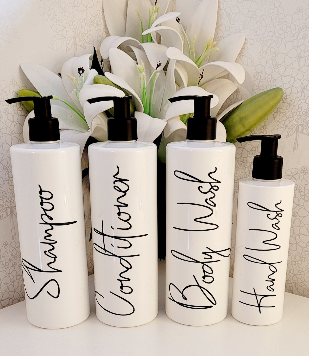Set of 3 Bathroom Pump Bottles/shampoo/conditioner/body Wash/shower Gel ...
