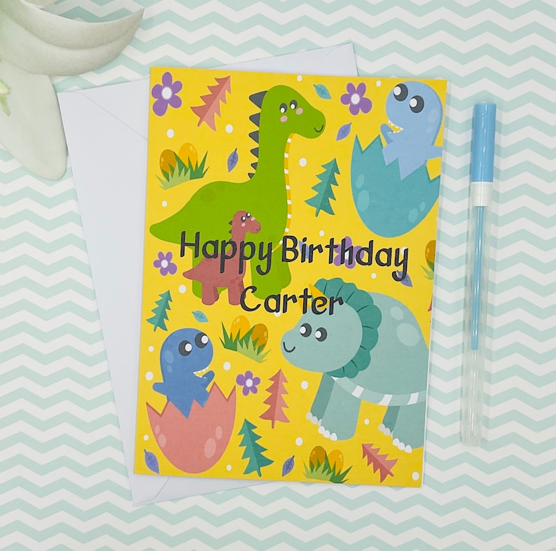 Dinosaur Birthday Card Happy Birthday Card Handmade Card - Etsy