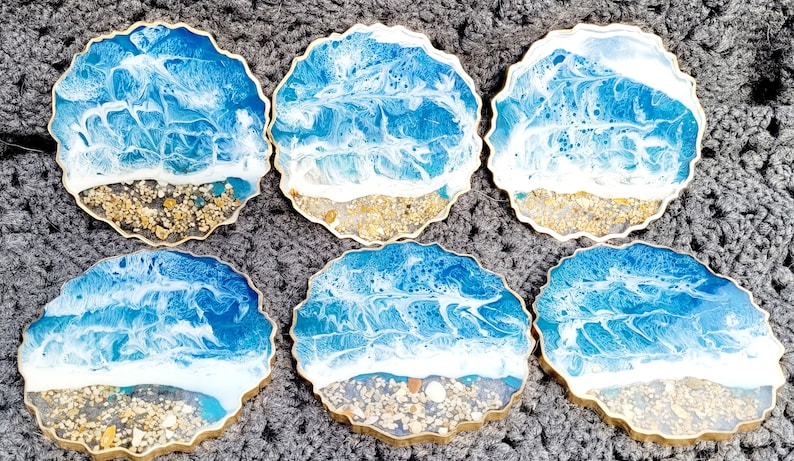 Beach Inspired Resin Coasters/ocean/waves/sand - Etsy