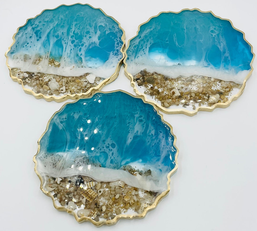 Beach Inspired Resin Coasters/ocean/waves/sand - Etsy