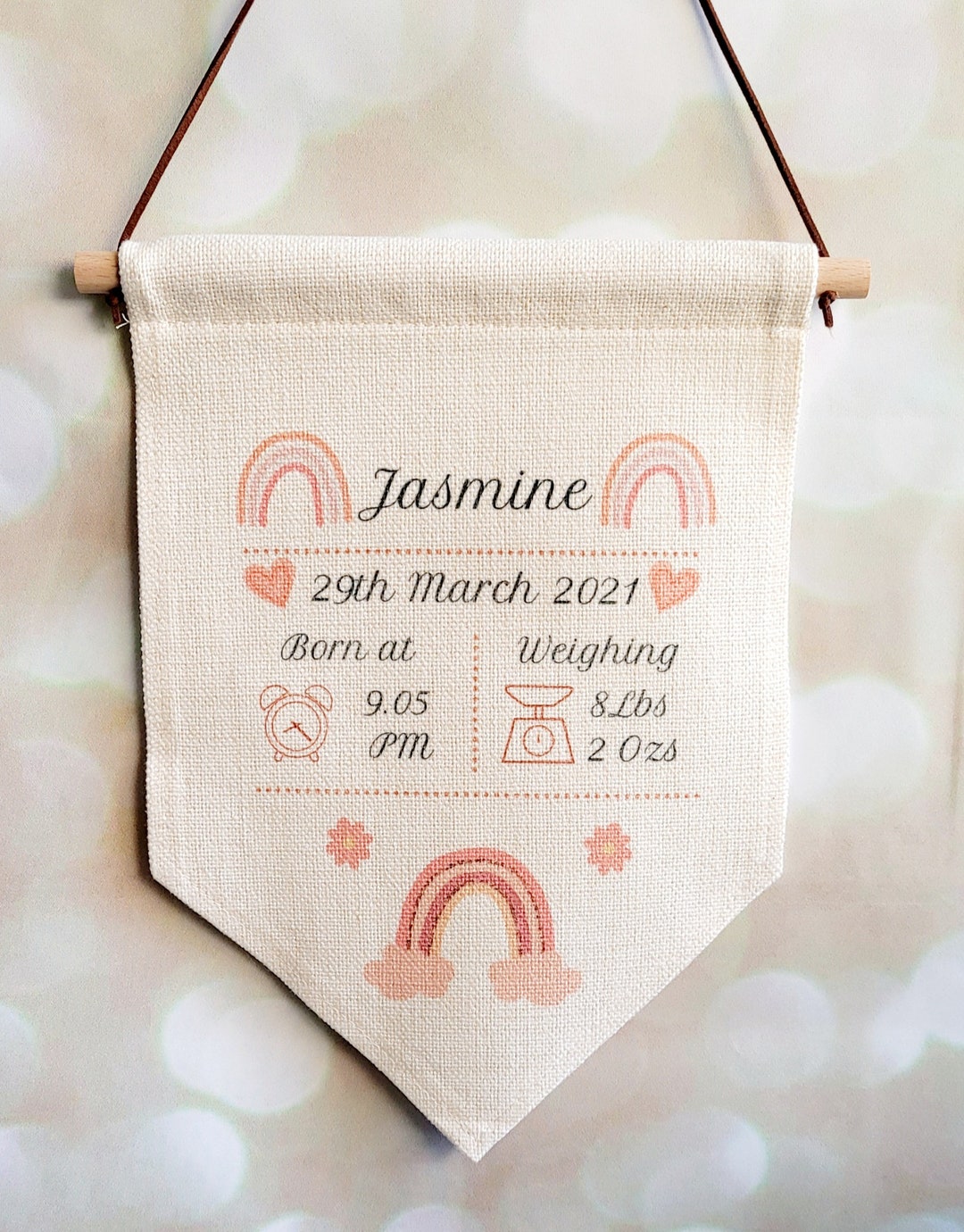 Birth Statistics/ Announcement Wall Hanging, Baby Boy, Baby Girl, Baby ...