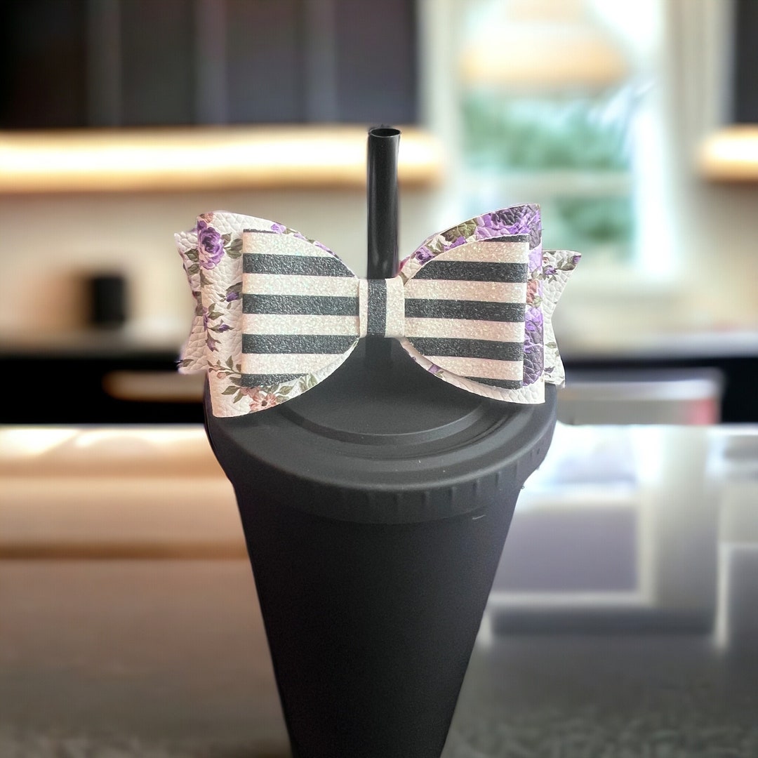 Purple Black Straw Bow Straw Bow Topper Straw Bow Bow Topper Stanley ...