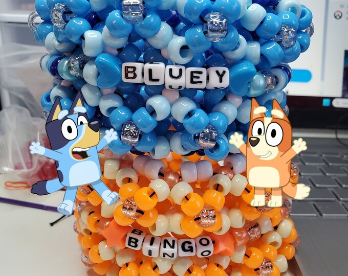 Bluey and Bingo Inspired Kandi Mini Rotating Cuffs - Kidcore Rave ...