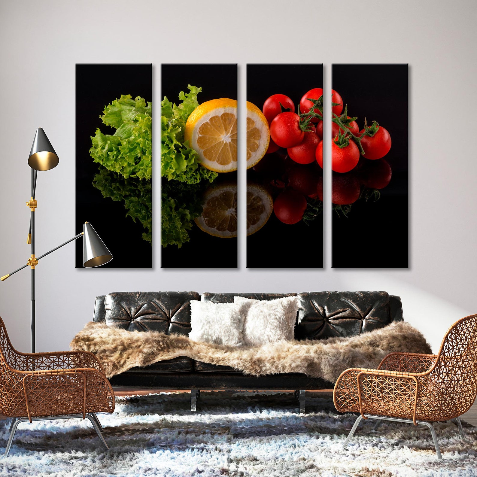 Food Canvas Print, Black Background Wall Art, Nutrition Canvas Print ...