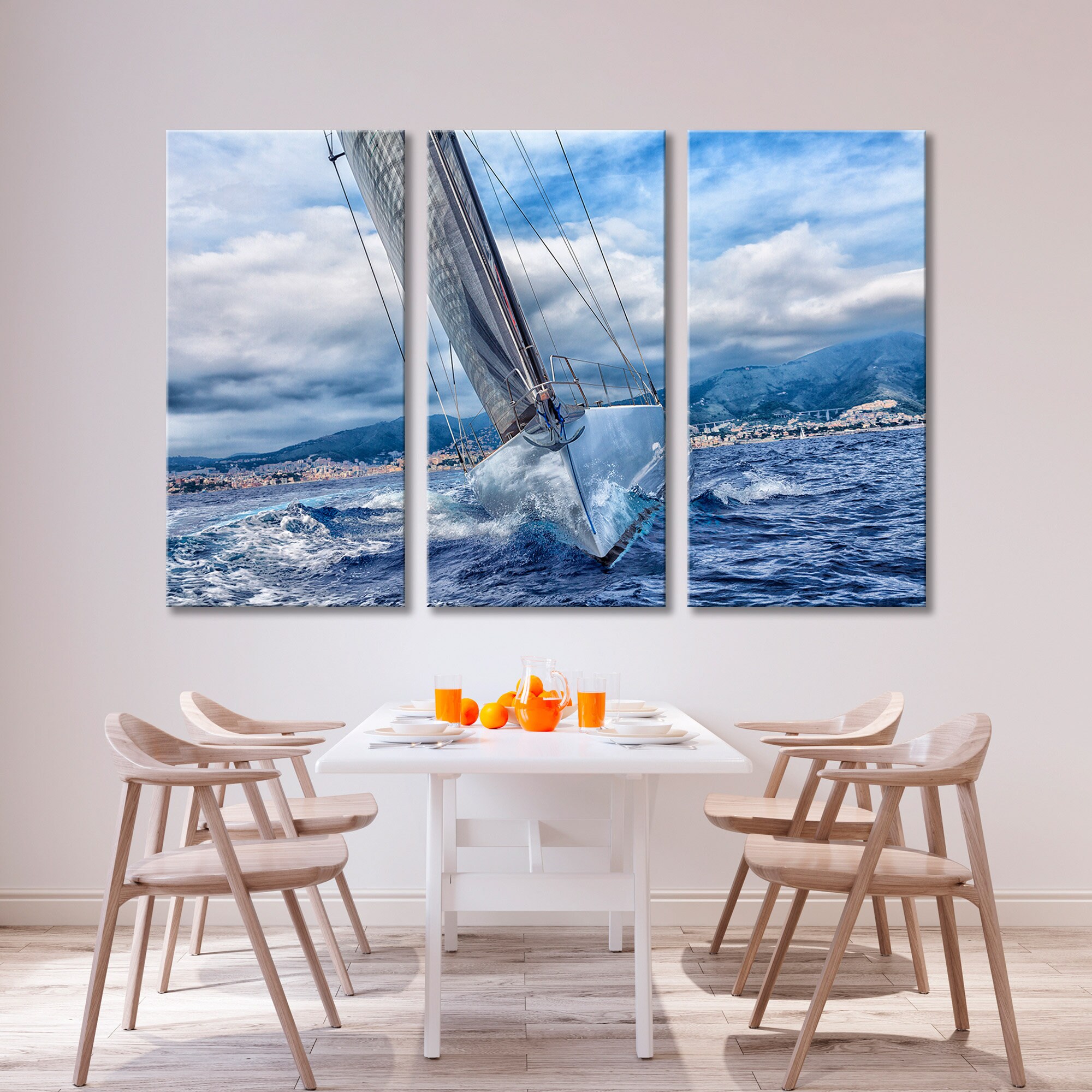 Sailboat Canvas Print Seascape Print Art Blue Background - Etsy