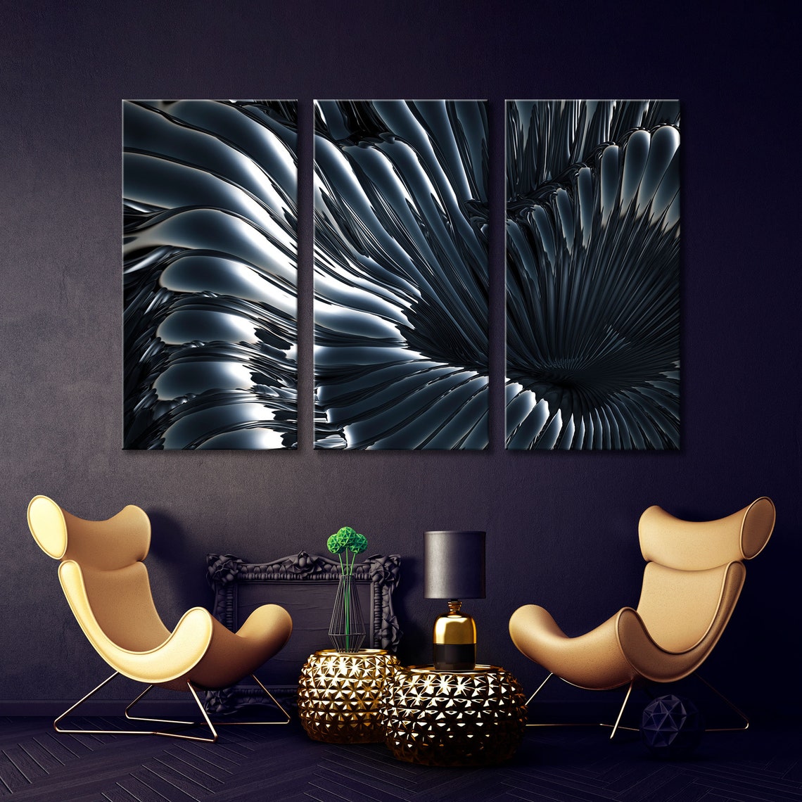 Abstract Metal Giclee Canvas Print, Black and White Wall Art - Etsy