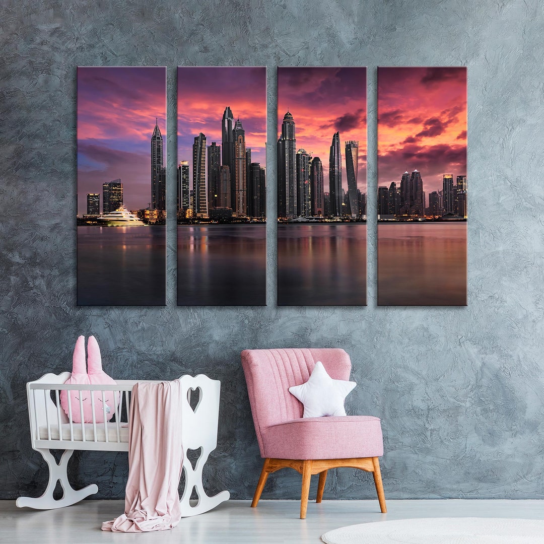 Dubai Marina Wall Print, Dubai Marina Canvas Art, UAE Canvas Print Art ...