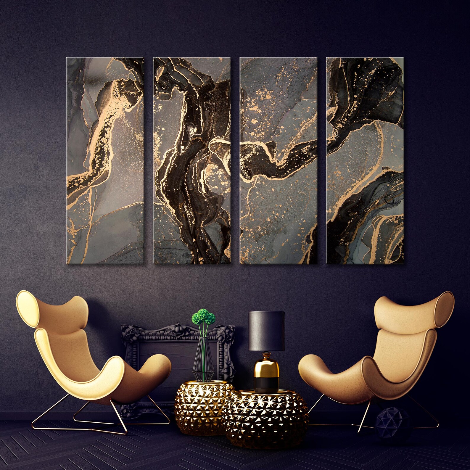 Abstraction Canvas Print Art, Gray Abstract Print Art, Abstract Marble ...