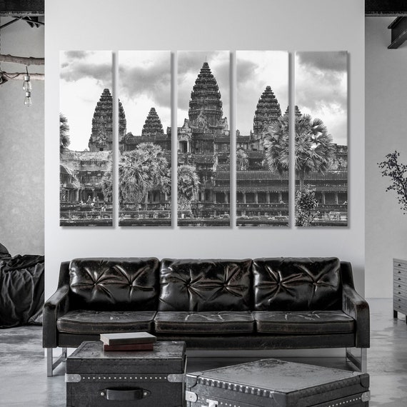 Angkor Wat Wallart BW Angkor Wat Print Art Architecture | Etsy