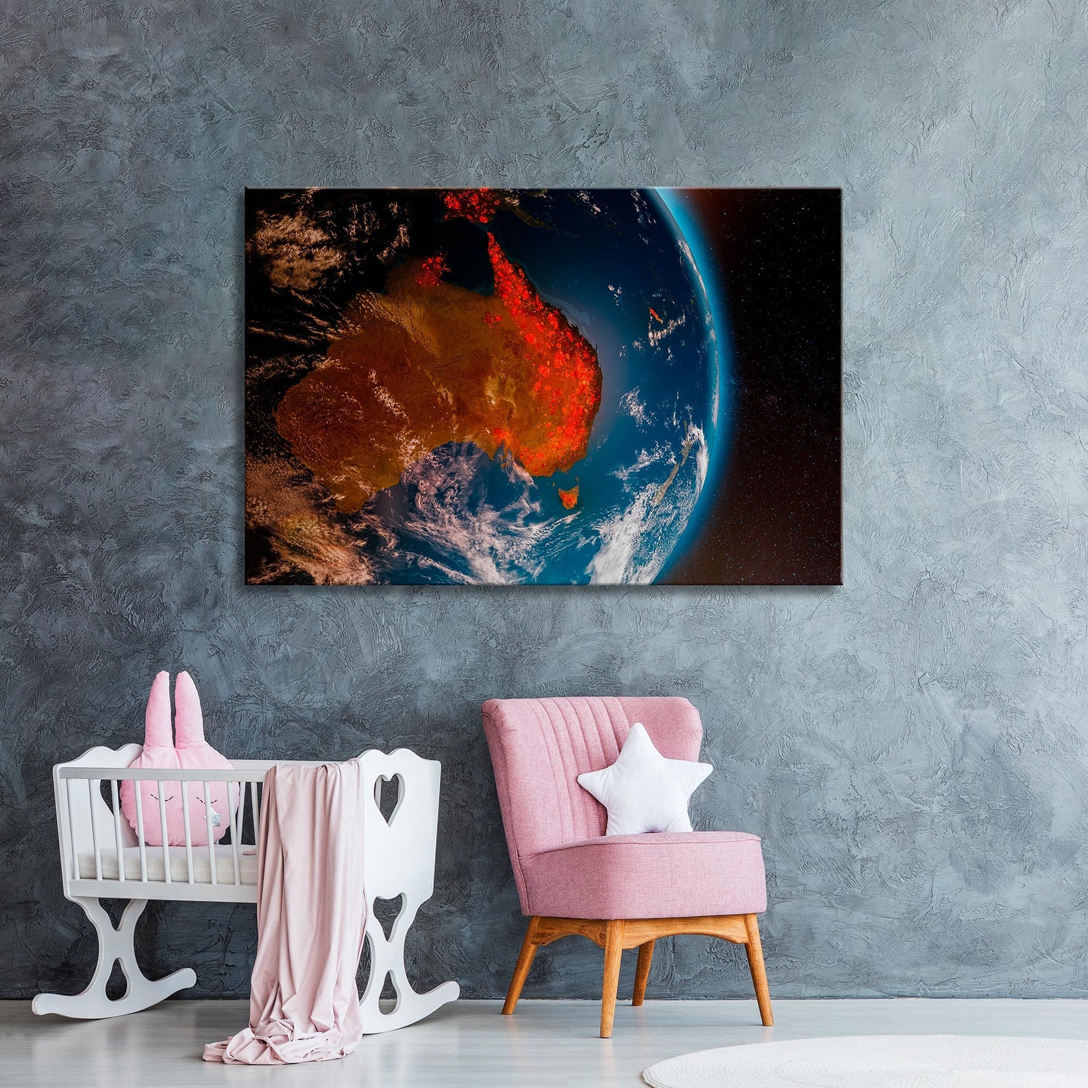 Planet Earth Canvas Print, Space Wall Art, Australia Decor - Etsy