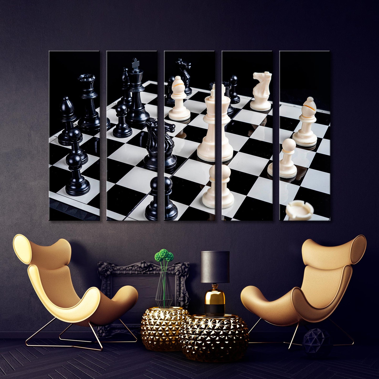 Black White Print Art Chess Wall Art Chessmen Decor Print | Etsy