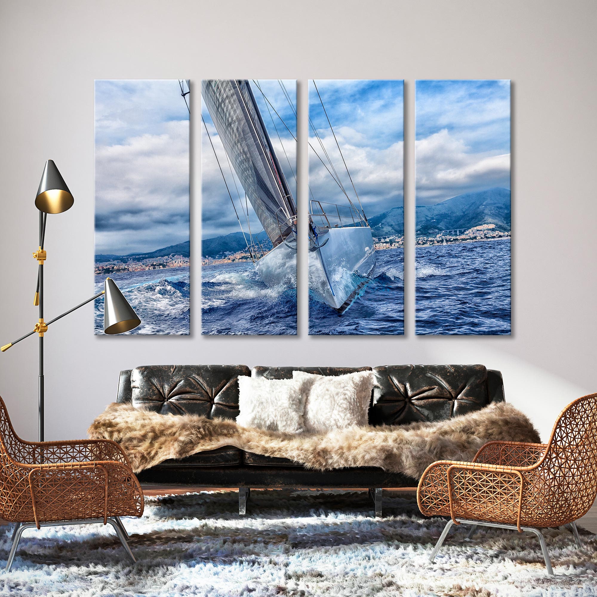 Sailboat Canvas Print Seascape Print Art Blue Background - Etsy