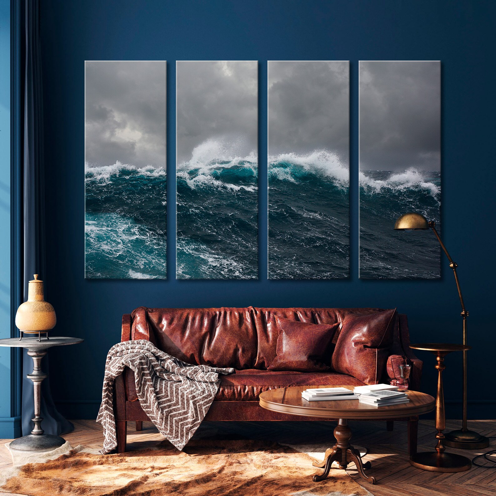 Storm Canvas Print Ocean Wave Storm Wall Art Blue Water Wall - Etsy