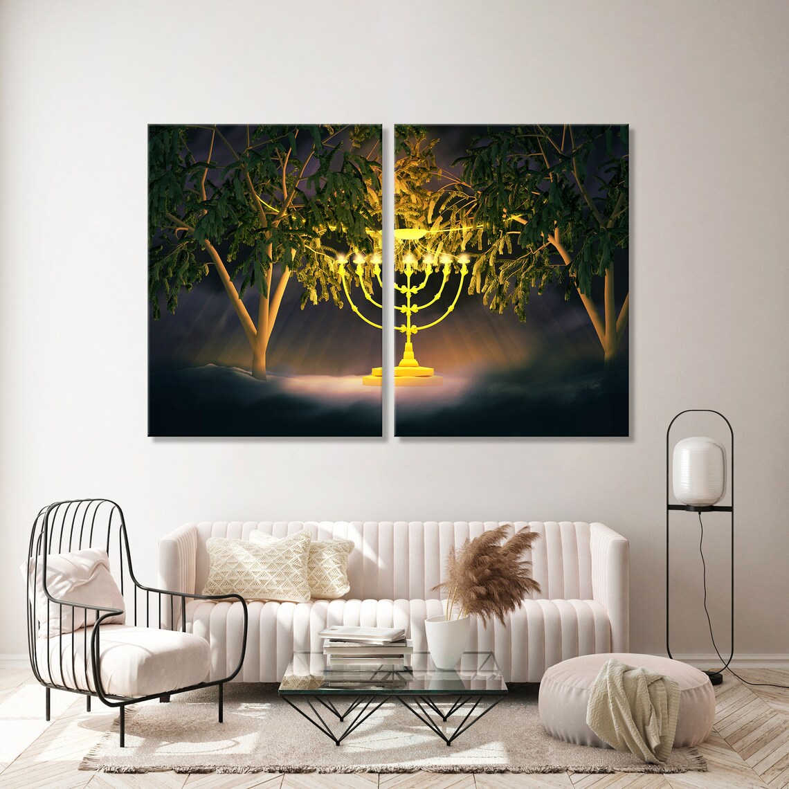 Menorah Canvas Wall Art, Olive Trees, Hanukkah Decor - Etsy