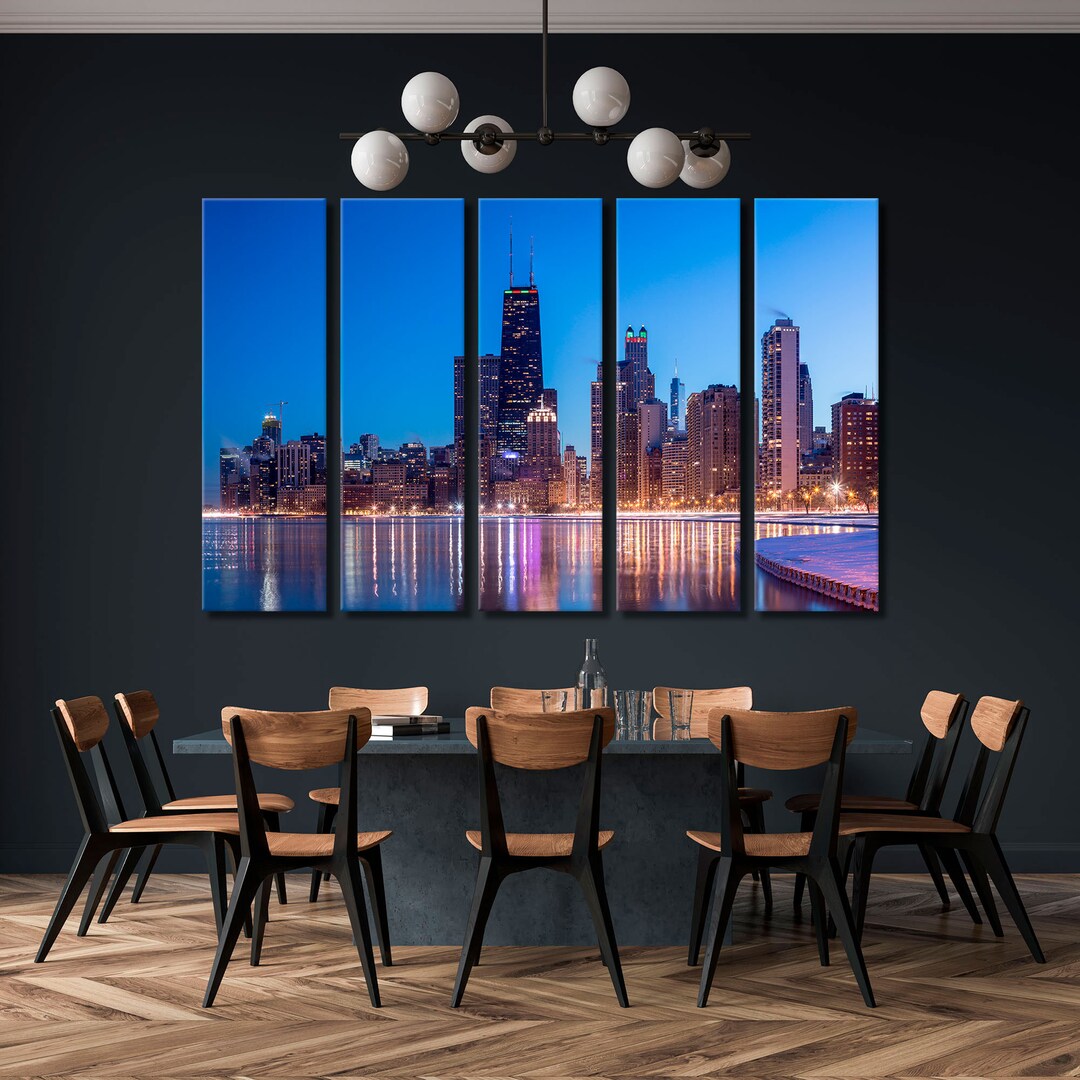 Chicago Skyline Wall Art, Chicago Decor Art, Chicago Wall Art, Print ...