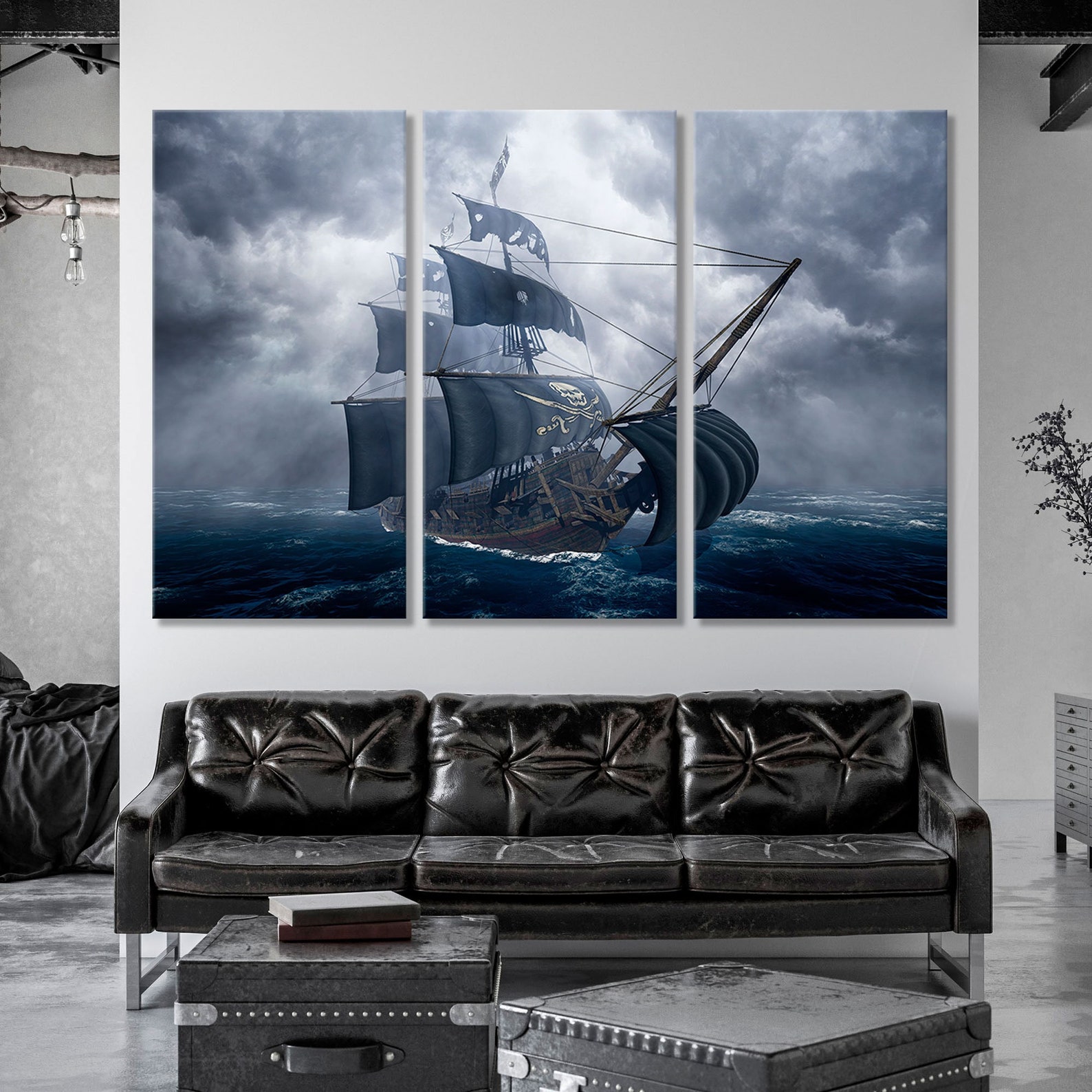 Pirate Ship Stormy Canvas Art Pirate Ship Wall Art Pirate - Etsy