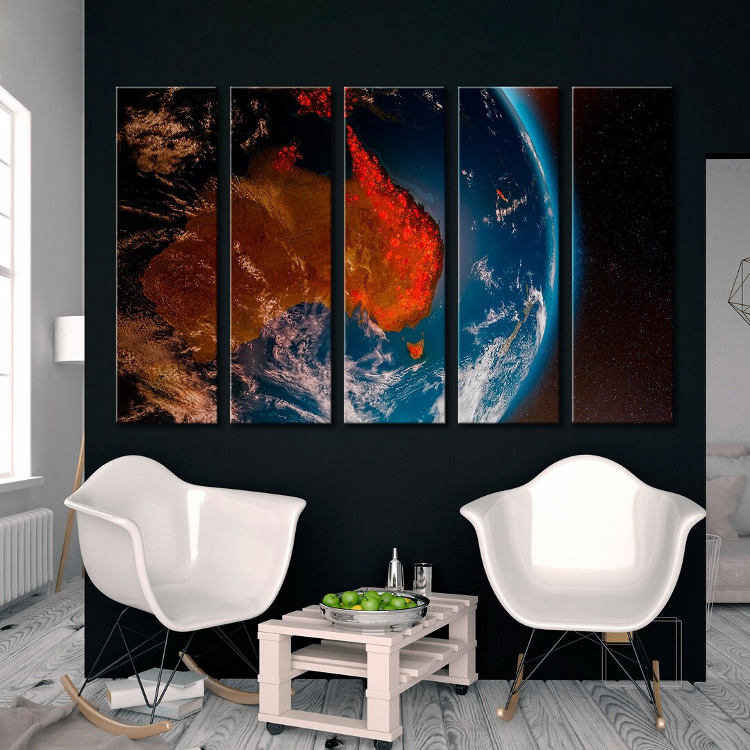 Planet Earth Canvas Print, Space Wall Art, Australia Decor - Etsy