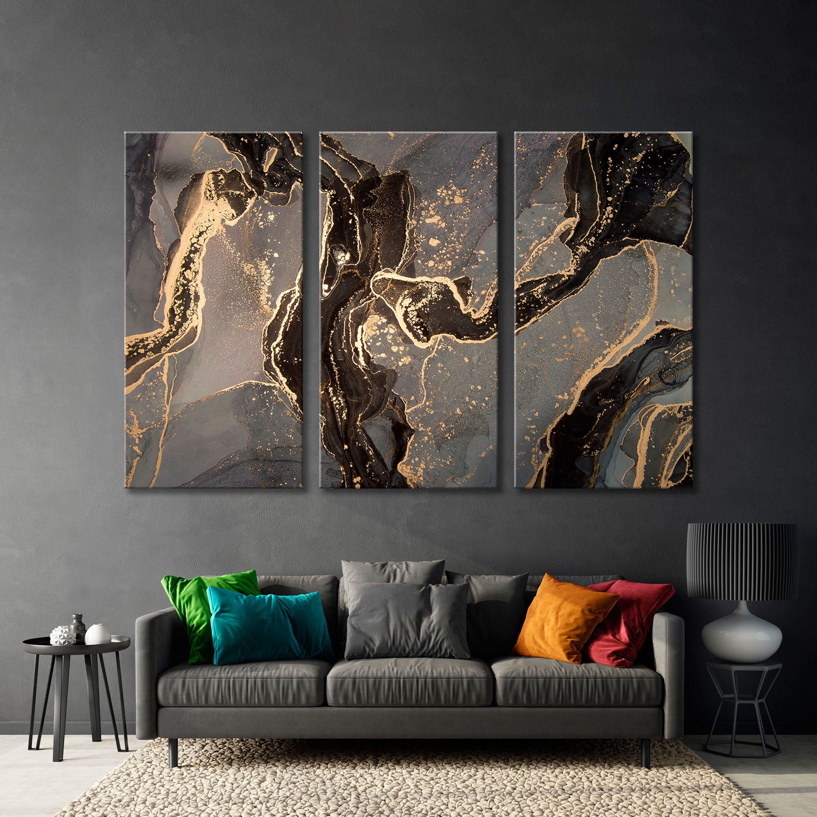 Abstraction Canvas Print Art, Gray Abstract Print Art, Abstract Marble ...