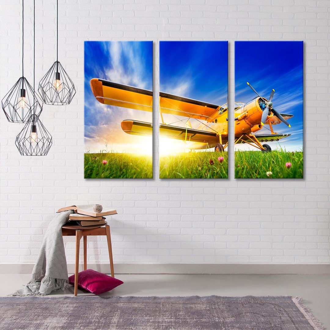 Airplane Print Art, Historic Biplane Wall Art, Biplane Canvas Print ...
