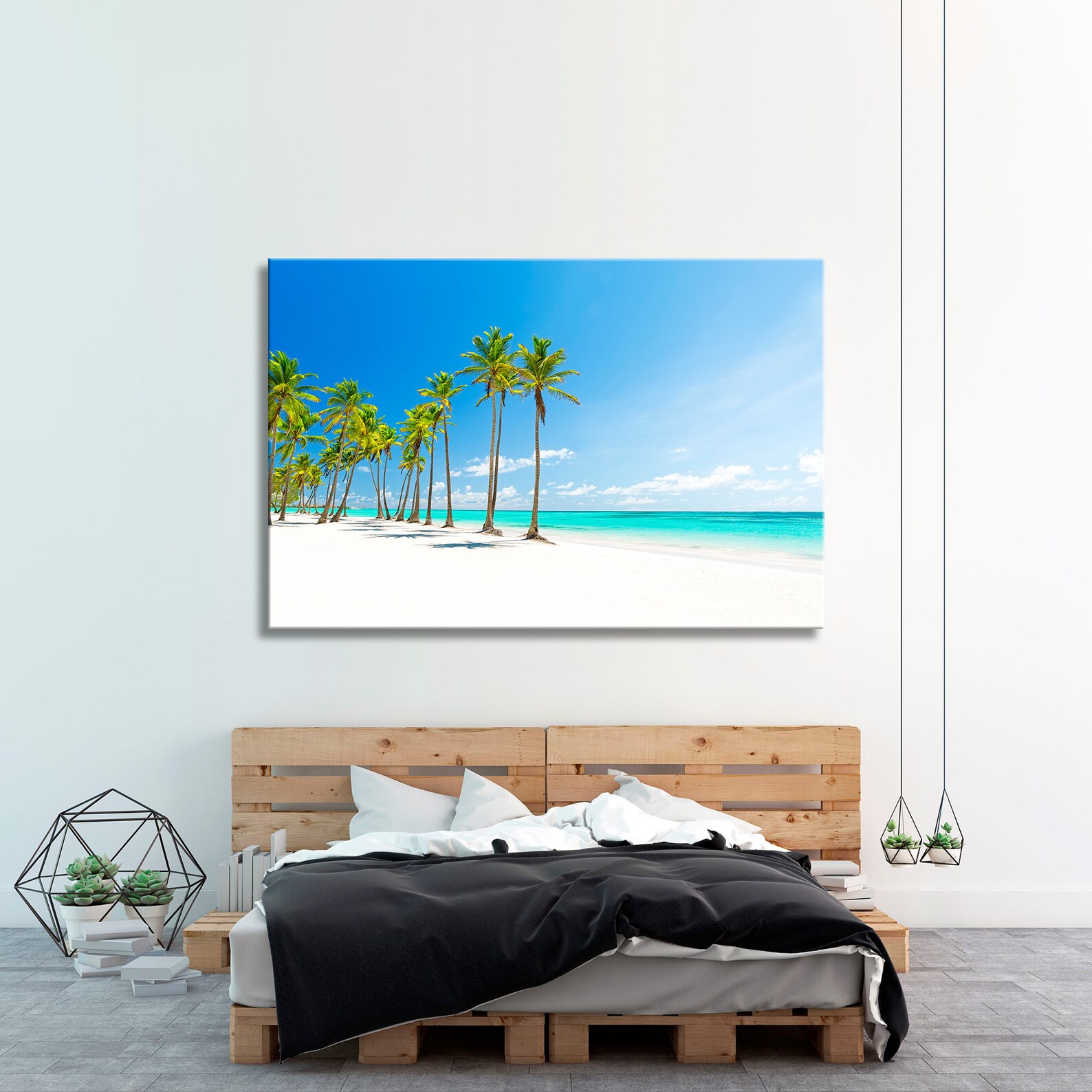 Coconut Tree Seashore Canvas Print, Blue Sky Beach Wall Art - Etsy