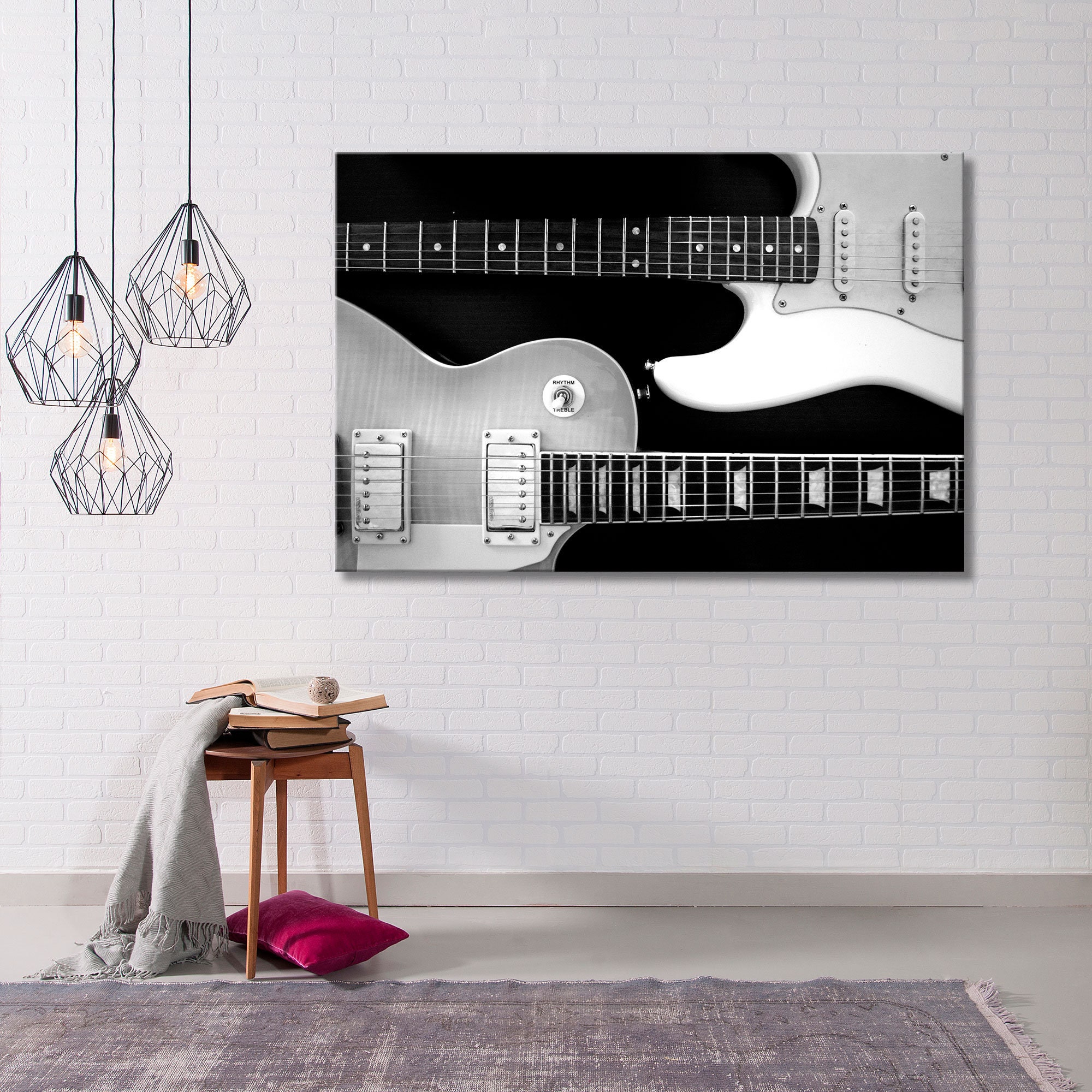 Electric Guitars B/W Canvas Print, Musical Instruments Art - Etsy UK