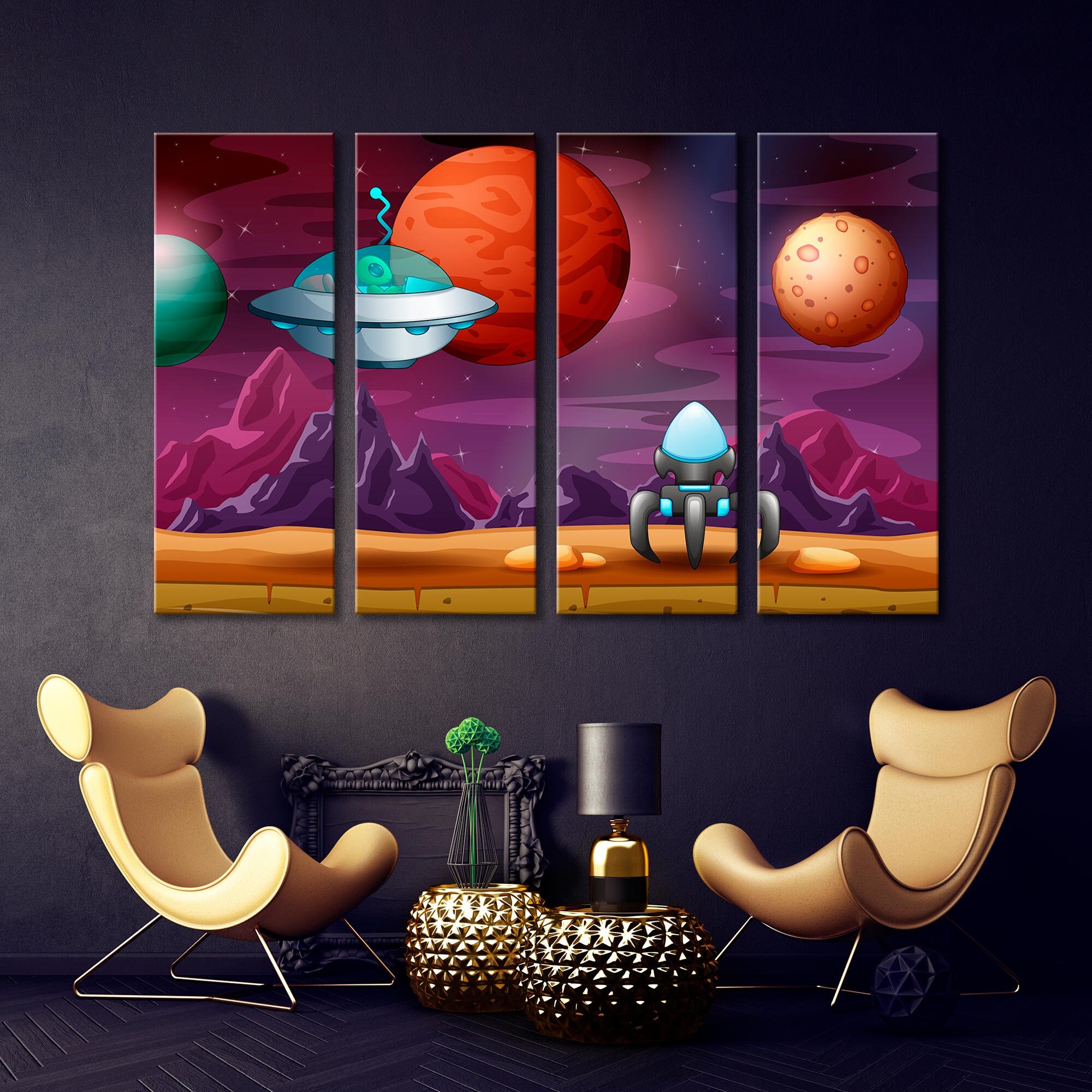 Fantasy Space Canvas Art Fantasy Planets Canvas Print Space | Etsy