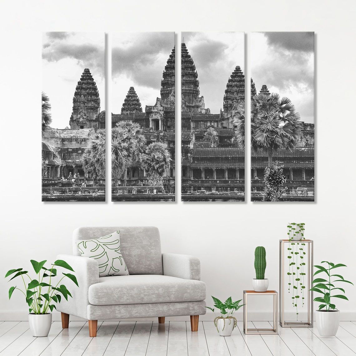 Angkor Wat Canvas Print, Black and White Cambodia Wall Art - Etsy