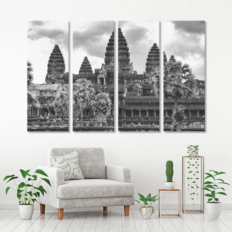 Angkor Wat Wallart BW Angkor Wat Print Art Architecture | Etsy