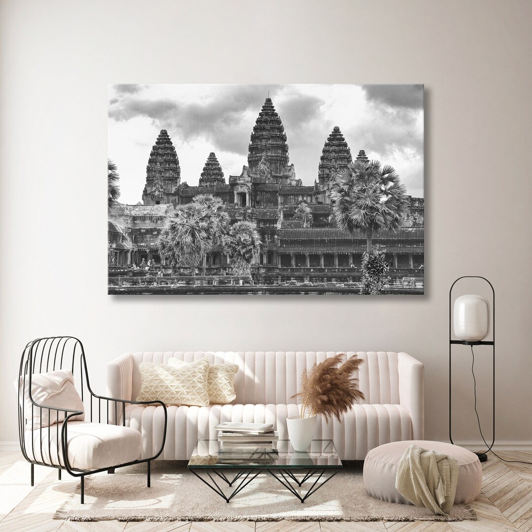 Angkor Wat Wallart, BW Angkor Wat Print Art, Architecture Wallart ...