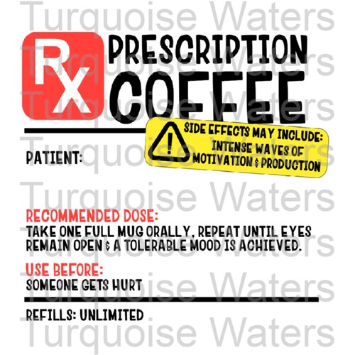 Rx Coffee Prescription PNG File for Download - Etsy
