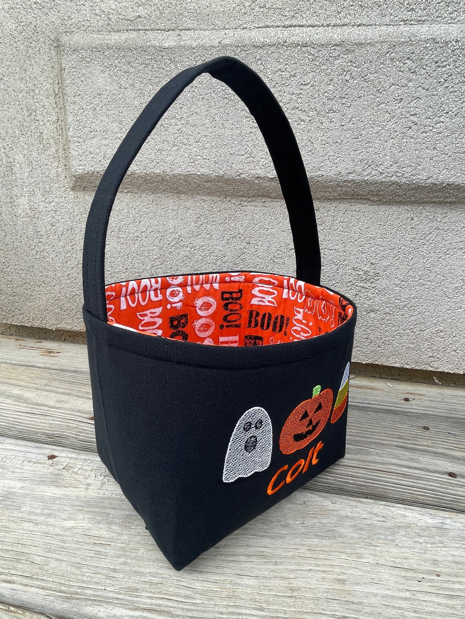 Personalized Halloween Basket Embroidered Trio Ghost Pumpkin - Etsy