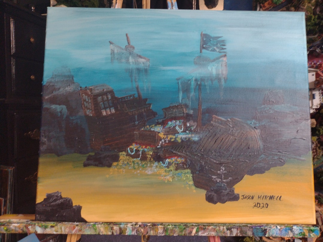 Pirate Ship Under Watership Wreck Treasure Shipwrecked Fantasy ...