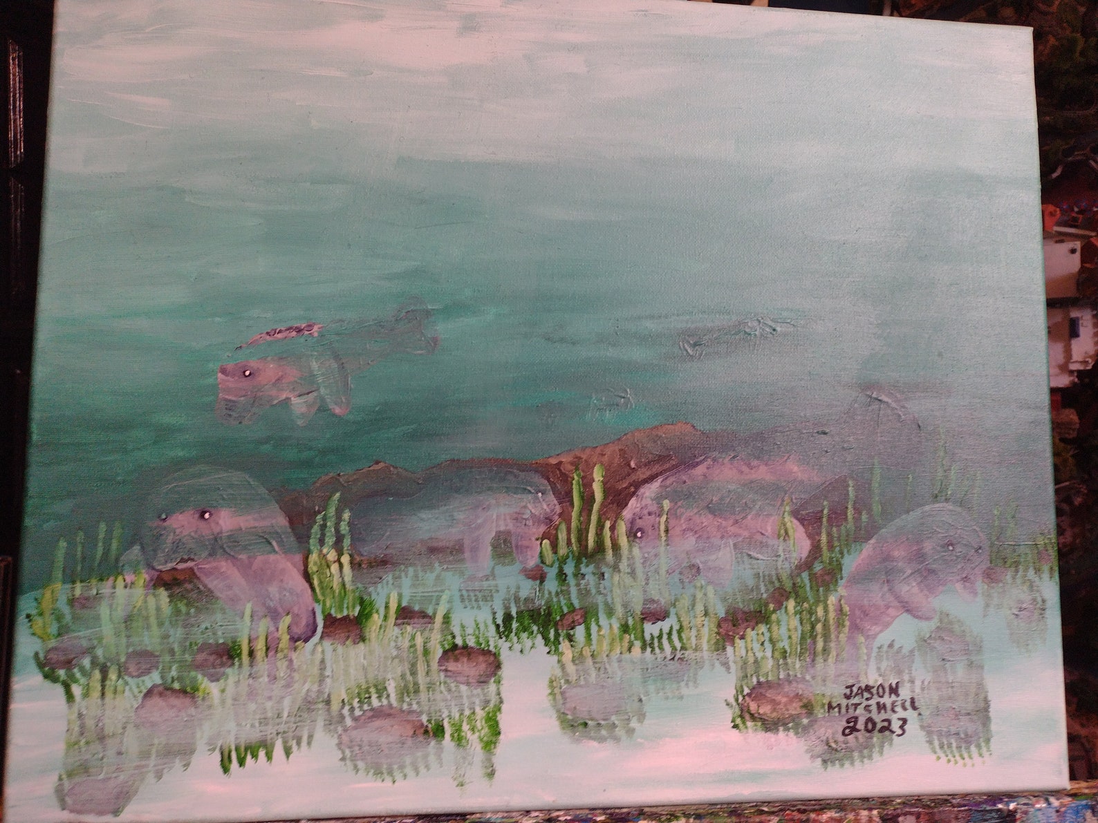 Sea Manatees Sea Animals Manatee Art Sealife Painting Manatee Mystique ...