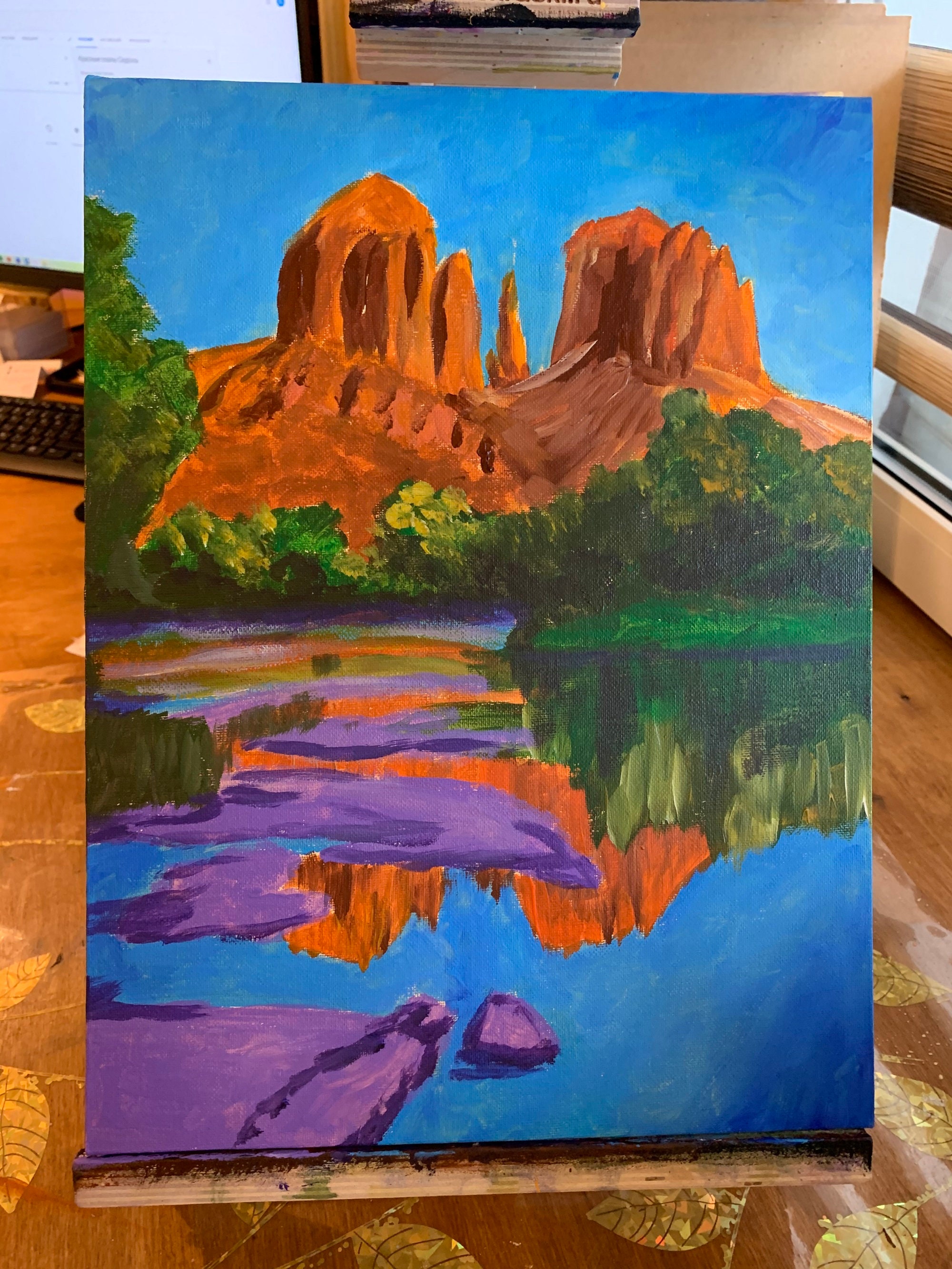 Sedona Arizona Painting Cathedral Rocks Original Art Mountain | Etsy