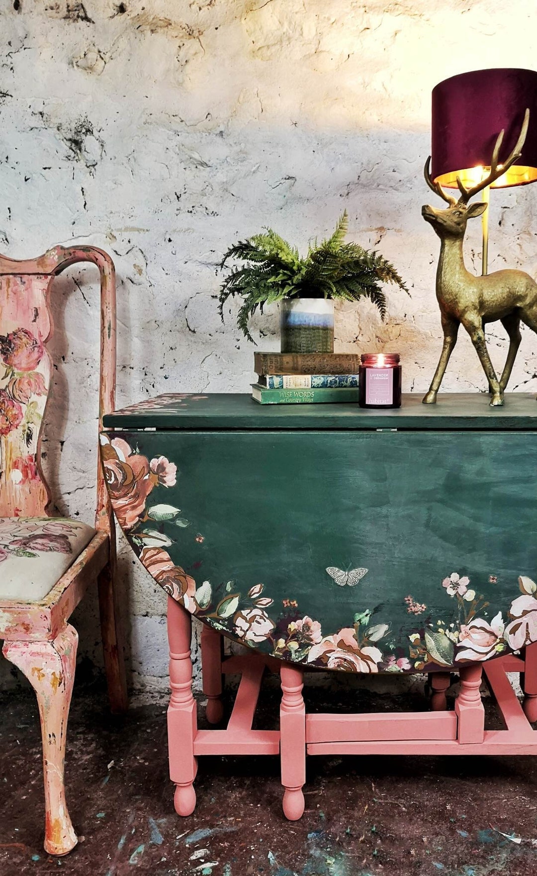 Hand Painted Drop Lead Table - Etsy UK