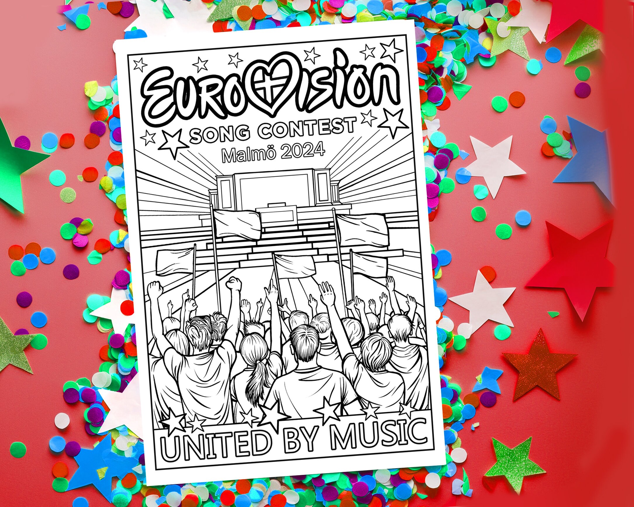EUROVISION Song Contest BUNDLE 4 X A4 Colouring Page Downloads PDF - Etsy
