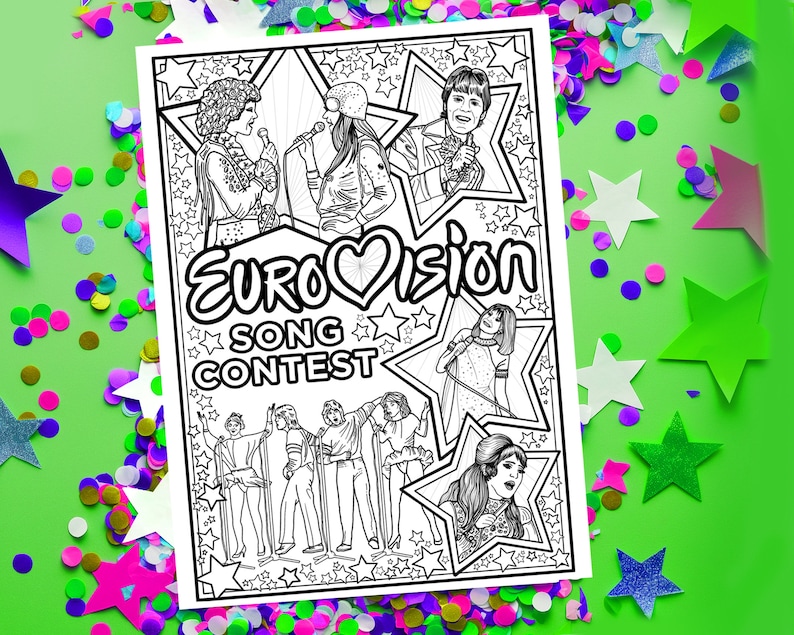 EUROVISION Song Contest BUNDLE 4 X A4 Colouring Page Downloads PDF - Etsy