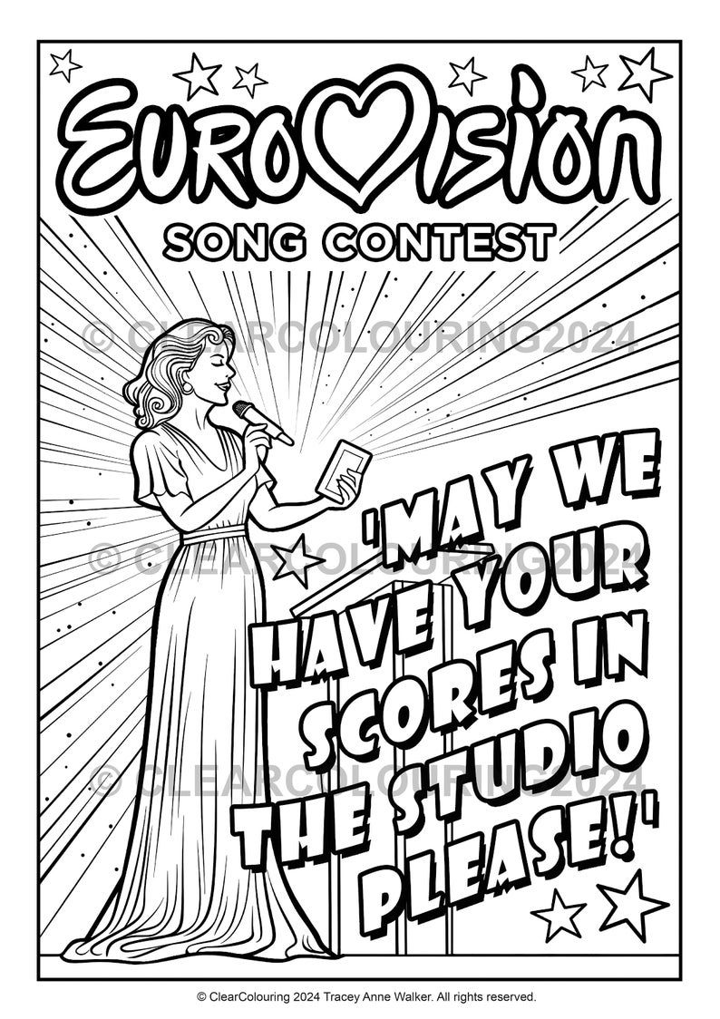 EUROVISION Song Contest BUNDLE 4 X A4 Colouring Page Downloads PDF - Etsy